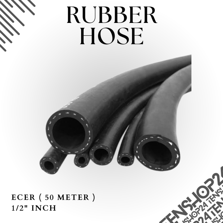 Selang Air Karet Rubber Hose 1/2" Inch 50 Meter Selang Air Angin Minyak ...