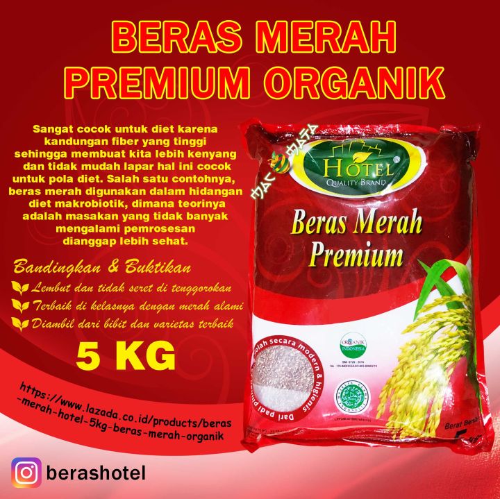 Beras Merah HOTEL 5kg - Beras Merah Organik - Beras Organik Merah ...