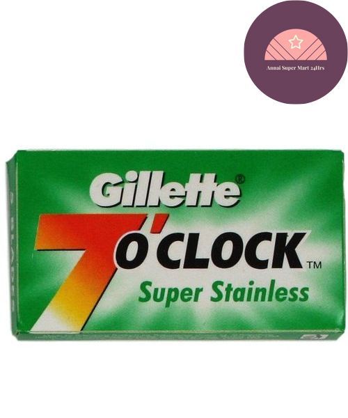 Gillette 7 O'Clock Super Stainless Double Edge Razor Blades Green 5 ...