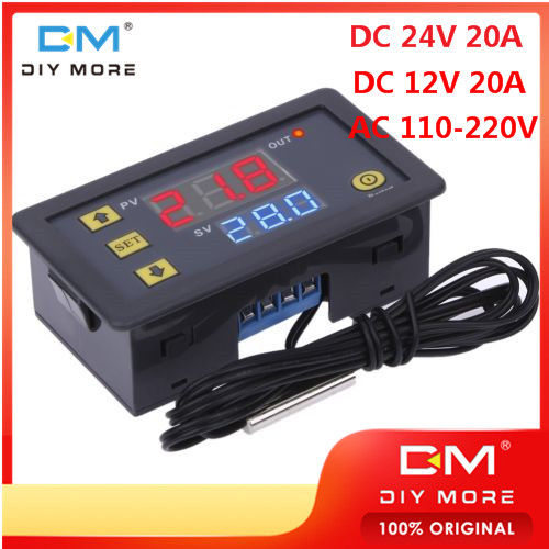 diymore W3230 12V 24V AC110-220V Line Probe 20A Digital Temperature Control LED Display ...