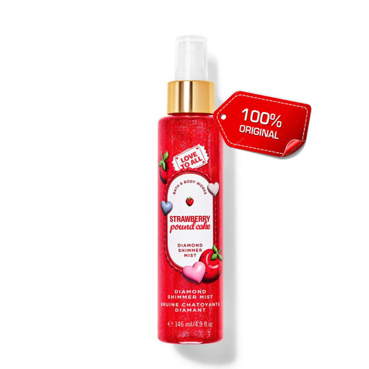 BBW STRAWBERRY POUND CAKE Fragrance Diamond Shimmer 146mL Bath and Body ...