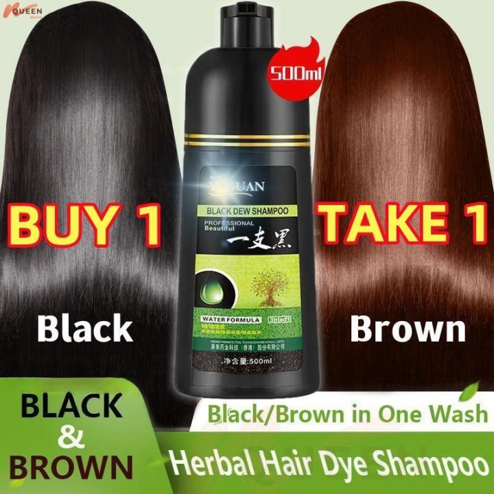 YAGUAN Black/Brown Herbal Hair Shampoo Hair Dye Shampoo Black/Brown ...