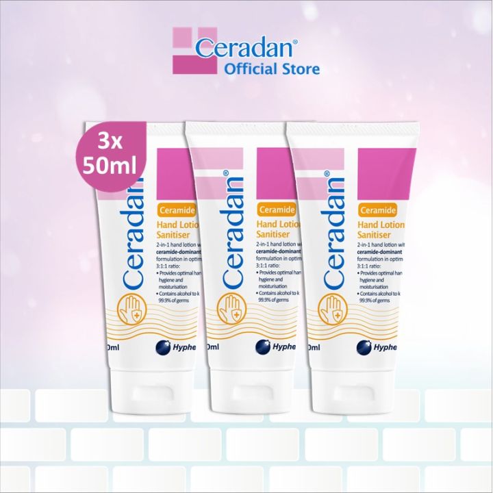 [Bundle of 3] Ceradan® Hand Lotion Sanitiser (50ml) (With 3:1:1 ...
