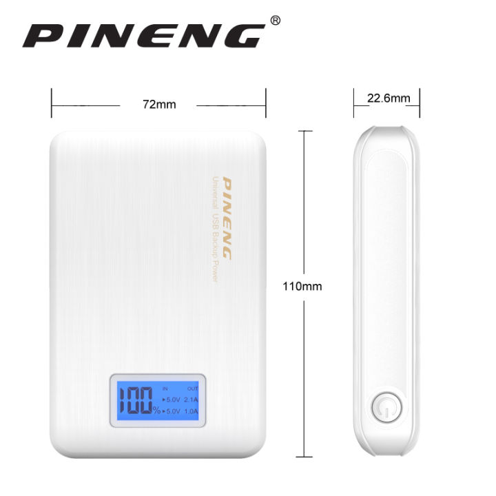 Pineng Power Bank 2 Port 10000mAh with LED Light - Black | Lazada Indonesia