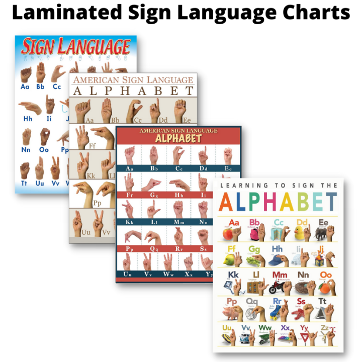 Laminated Sign Language for Kids, Learners and Educators, Colorful ...