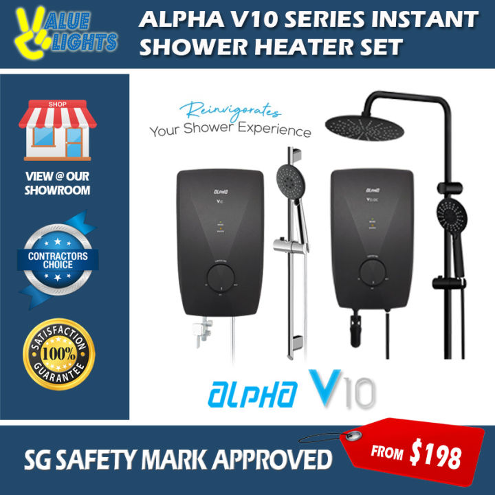 Alpha V10 Series Instant Water Heater V10 / V10-RS / V10-DC Rain Shower with DC Pump Optional ...