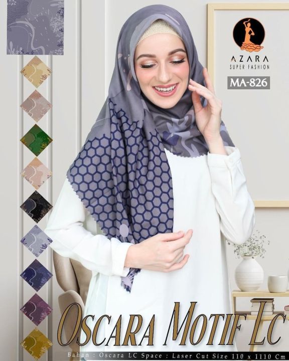 Hijab Segiempat Oscara Motif#8 Laser Cut Azara - Kerudung Premium ...