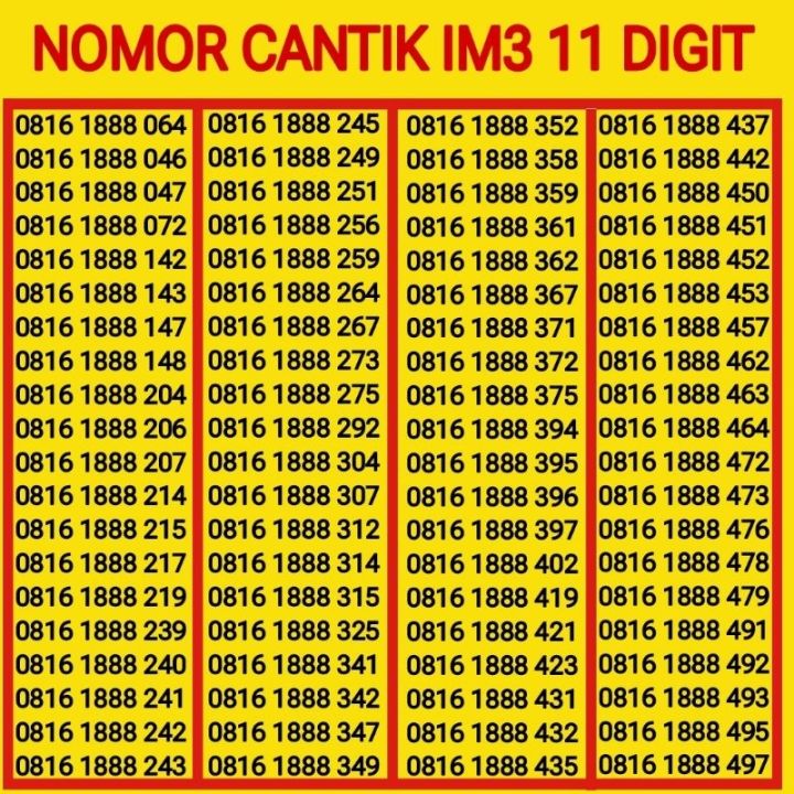 Nomor Cantik IM3 11 Digit, Nomor Cantik Indosat, Kartu IM3 Cantik ...