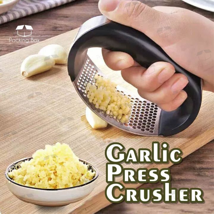 PKB Garlic Press Masher Mincer Crusher Stainless Steel Rolling Handheld ...