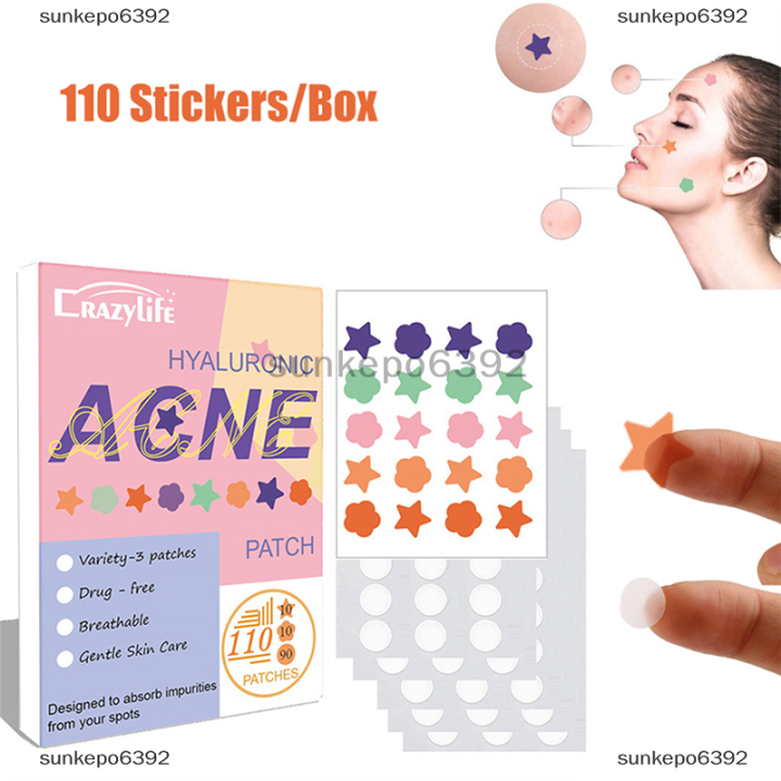 sunkepo6392 110 Pcs Invisible Pimple Spot Patches Colorful Hydrocolloid ...