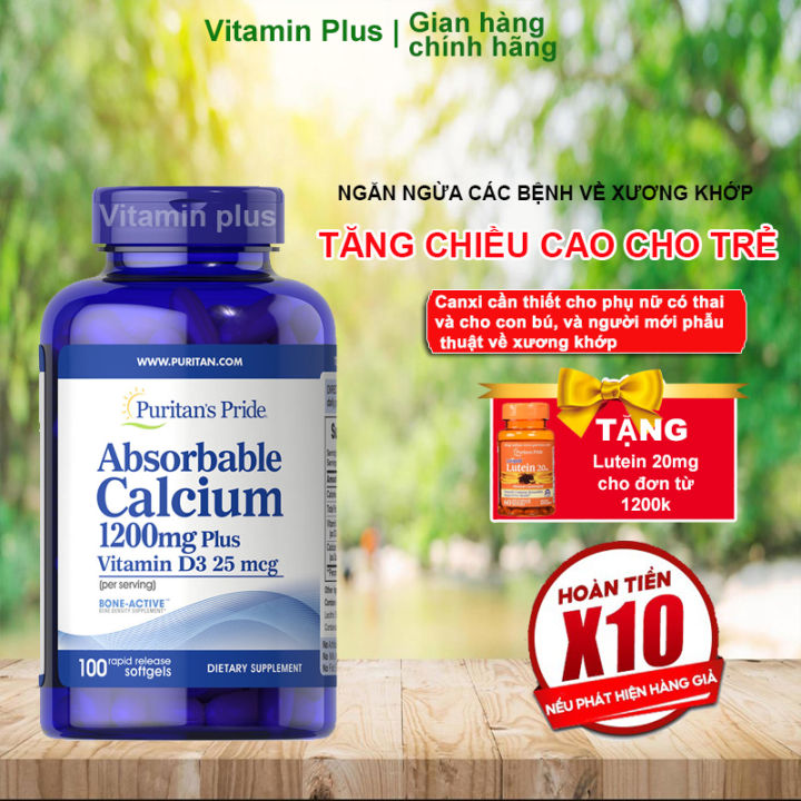 Viên uống bổ sung canxi giúp cải thiện sức khỏe xương khớp Absorbable Calcium 1200mg Vitamin D3 ...