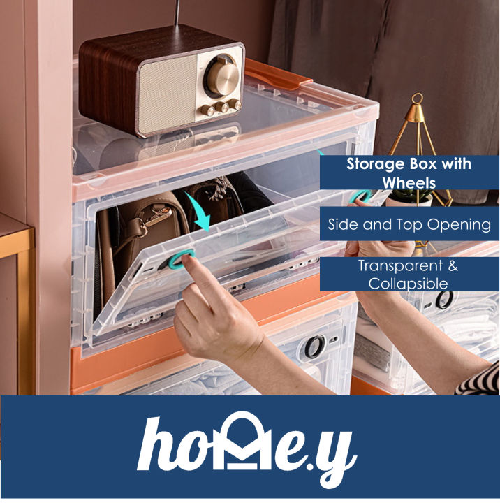 Transparent Foldable Storage Box Collapsible Drawer (Bundle of 1 or 3 ...