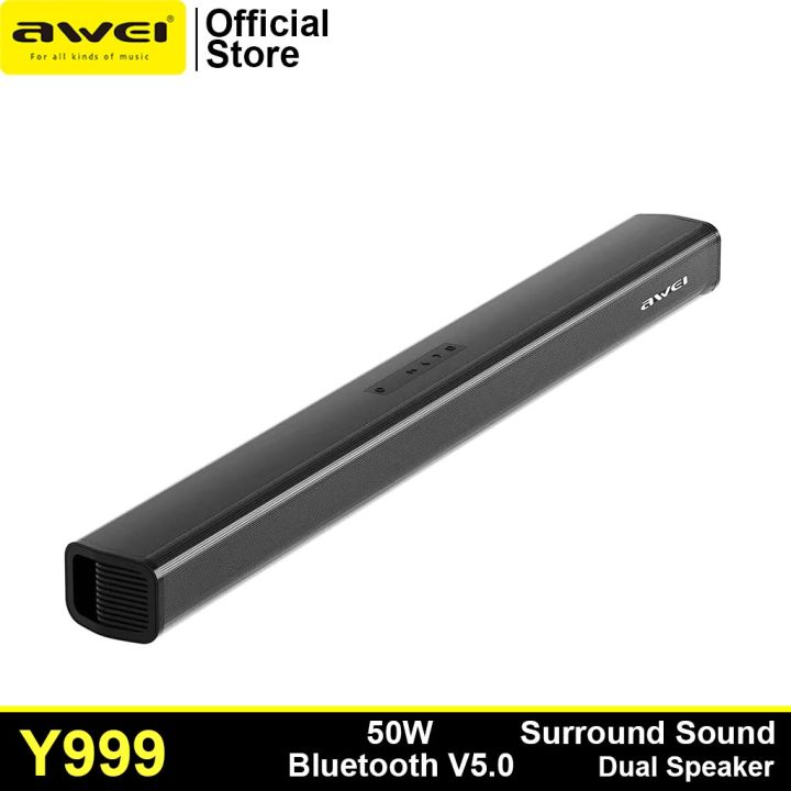 Awei Y999 50W Home Theater Wireless Bluetooth V5.0 Speaker TV SoundBar ...