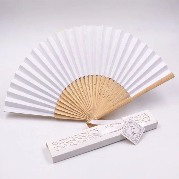 Silk Folding Fan Wooden Hand Fan with Decorative Box and Ribbon ...