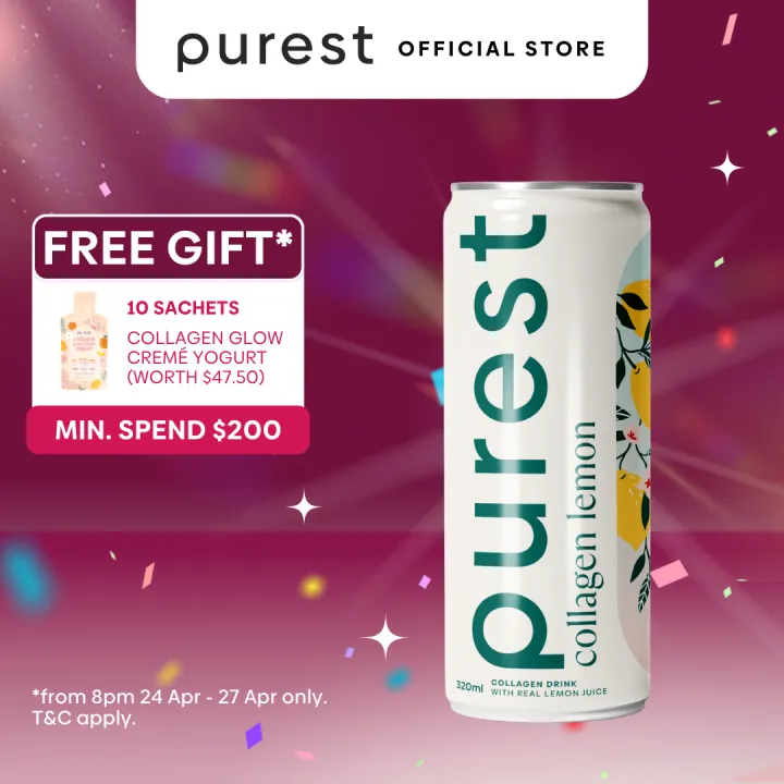 Purest Co: Purest Collagen Lemon 320ml x 12 cans (Skin Glow & Hydration ...