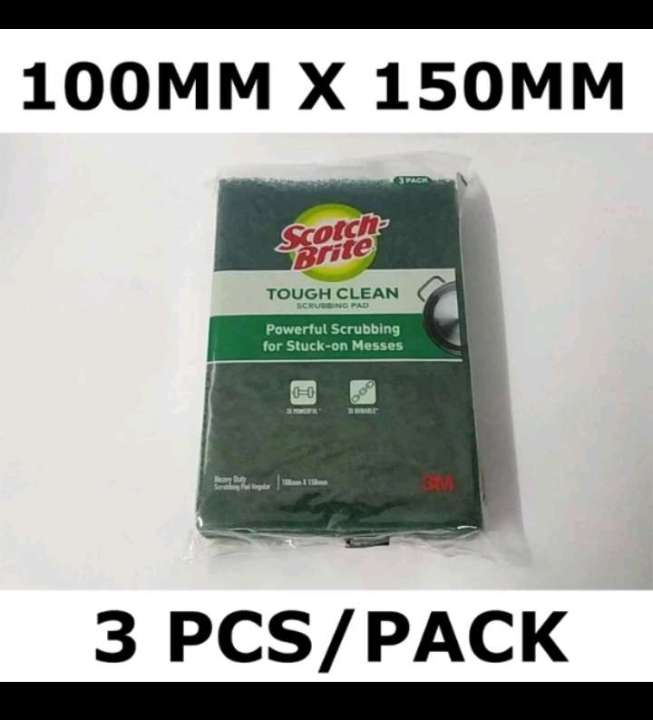 3M SCOTCH BRITE TOUGH CLEAN SCRUBBING PAD 100X150 (3 PCS PER PACK ...