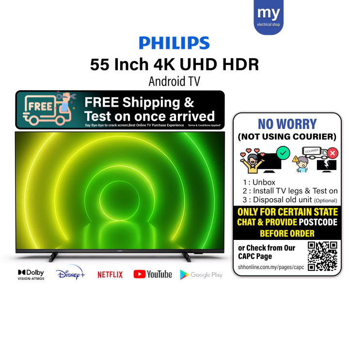 Philips 55 Inch 4K UHD HDR Android TV 55PUT7406 | Lazada