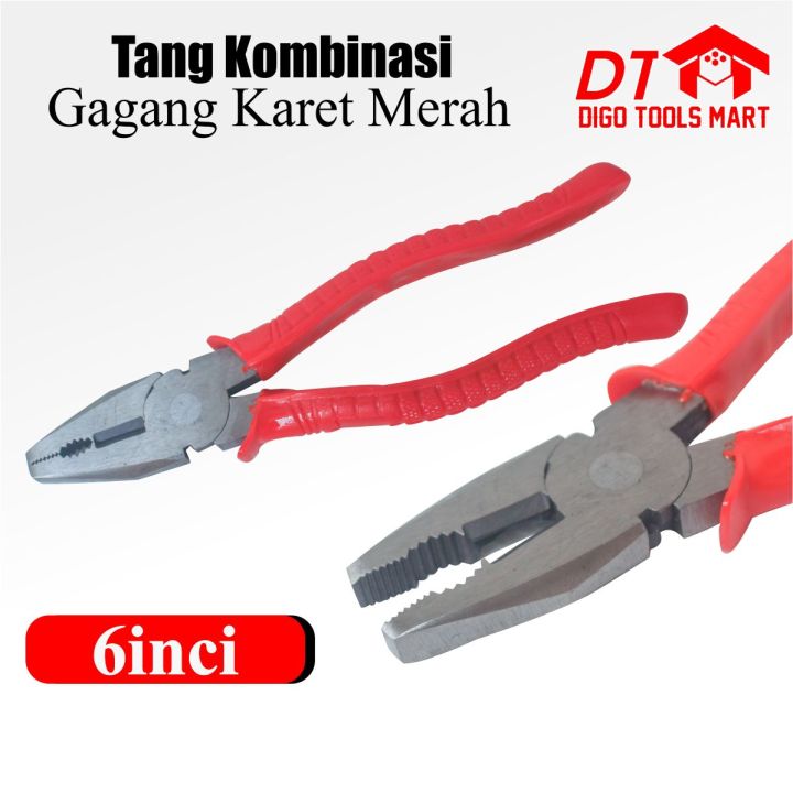 Tang Kombinasi Gagang Karet Merah Murah 6inci | Lazada Indonesia