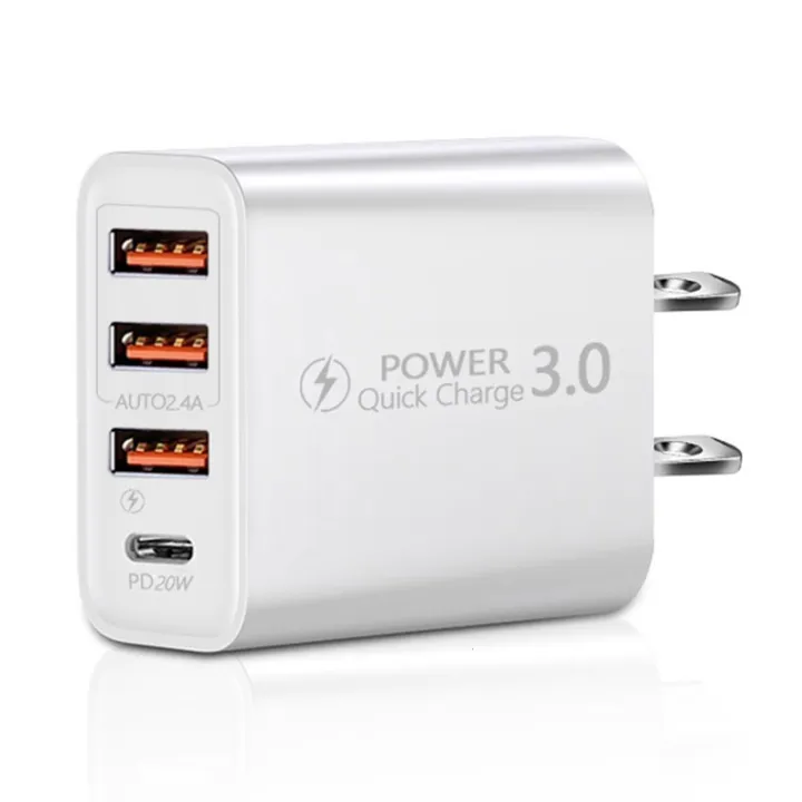USB Wall Charging,4 Port Fast USB & USB C Charging Block,Charging ...