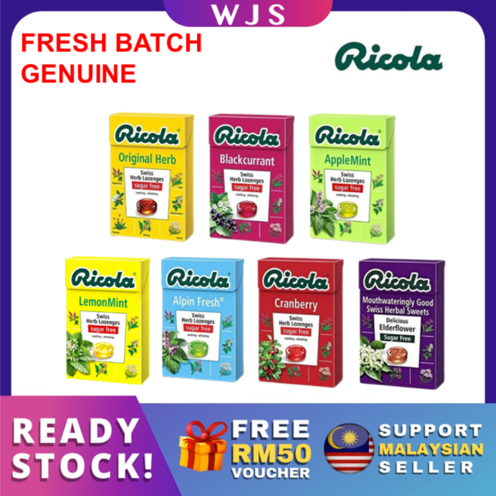 (FRESH BATCH) WJS Ricola Swiss Herb Lozenges Candy Sugar Free Candy Soothing Throat Candy Sugar ...