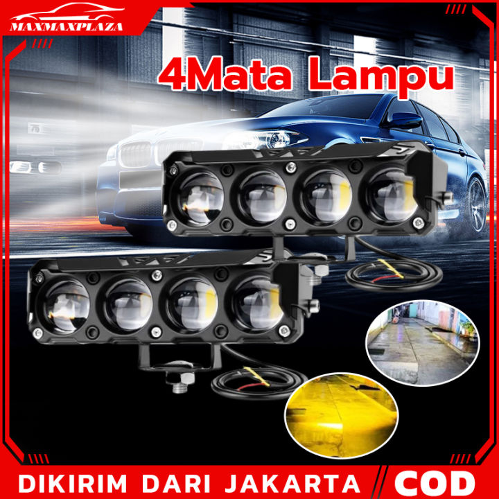 LAMPU TEMBAK FOGLAMP LASER SQL 4 MATA TANPA KIPAS BODY BESI WATERPROOF ...