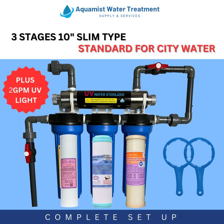 Water Filtration System 3 Stages 10" Slim Type Standard for City Water ...