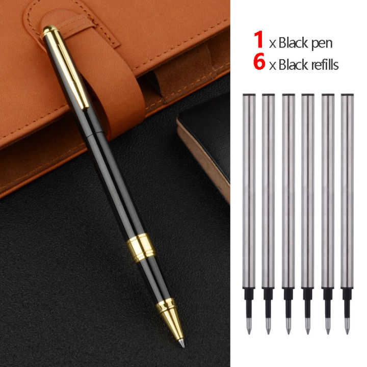 1 Pen + 6 Refills Metal ballpoint pen 0.5 mm Office & School sign gel ...