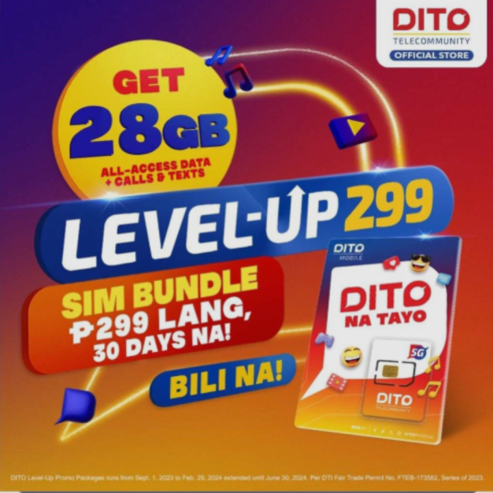 DITO 5G Sim Level-up 299 with 28GB Data plus Call and Text | Lazada PH