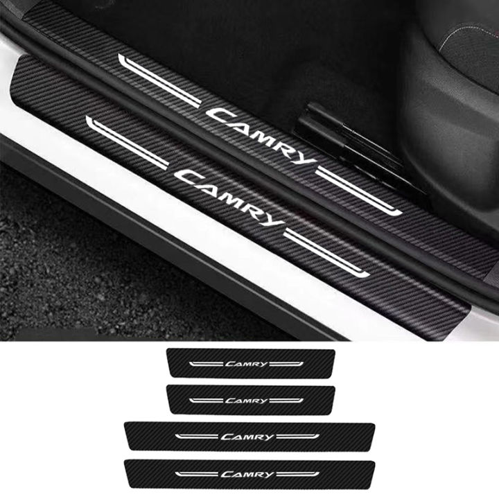 4Pcs/set For Toyota Camry Logo Car Threshold Stickers Carbon Fiber Door ...