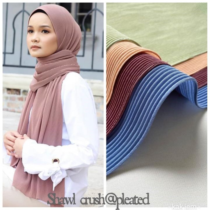 Shawl Pleated Halus Scarf Ironless | Tudung Selendang panjang | Shawl ...