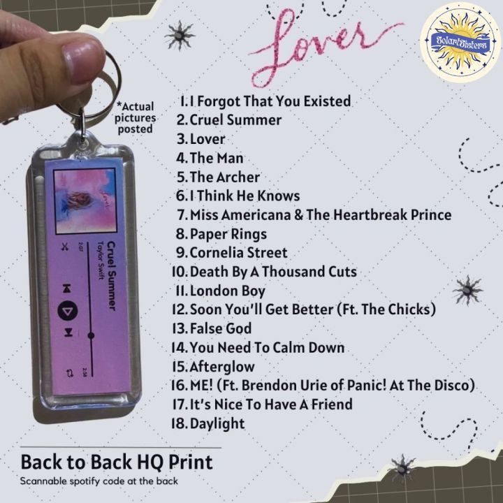 Taylor Swift (LOVER ERA) Spotify Songs Albums B2B Acrylic Keychain ...