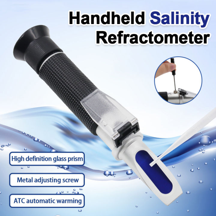 Handheld Salinity Refractometer 0-100% ATC Seawater Salinity Detector ...