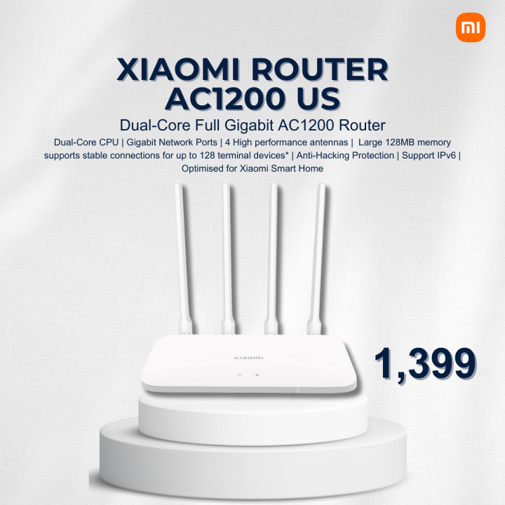 Xiaomi Router AC1200 US | Dual-Core Full Gigabit AC1200 Router | Lazada PH