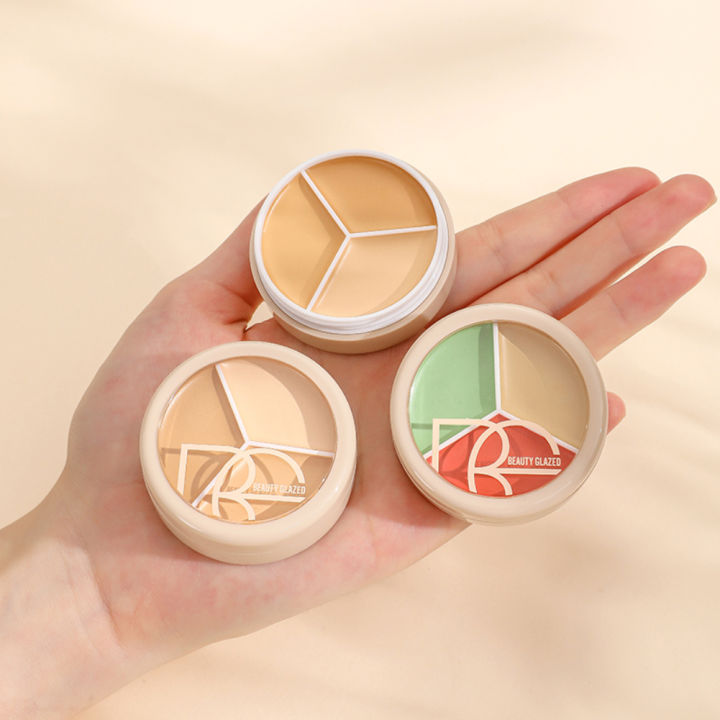 BEAUTY GLAZED 3 Color Concealer Palette Facial Contour Cover Acne Spots ...