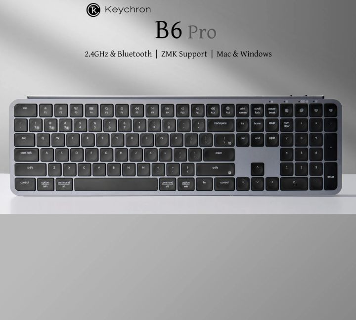 Keychron B6 Pro Full-Size Ultra-Slim Wireless Keyboard 2.4GHz/Bluetooth ...
