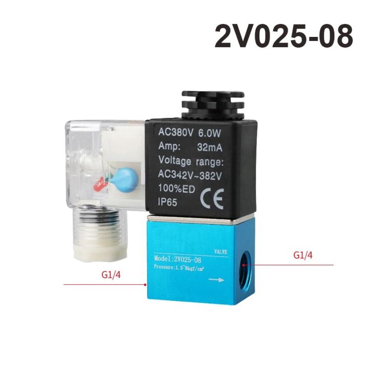 Air Solenoid Valves 2V025-08 2 Position 2 Port 1/4" Normally Closed Pneumatic Solenoid Valve 12V ...