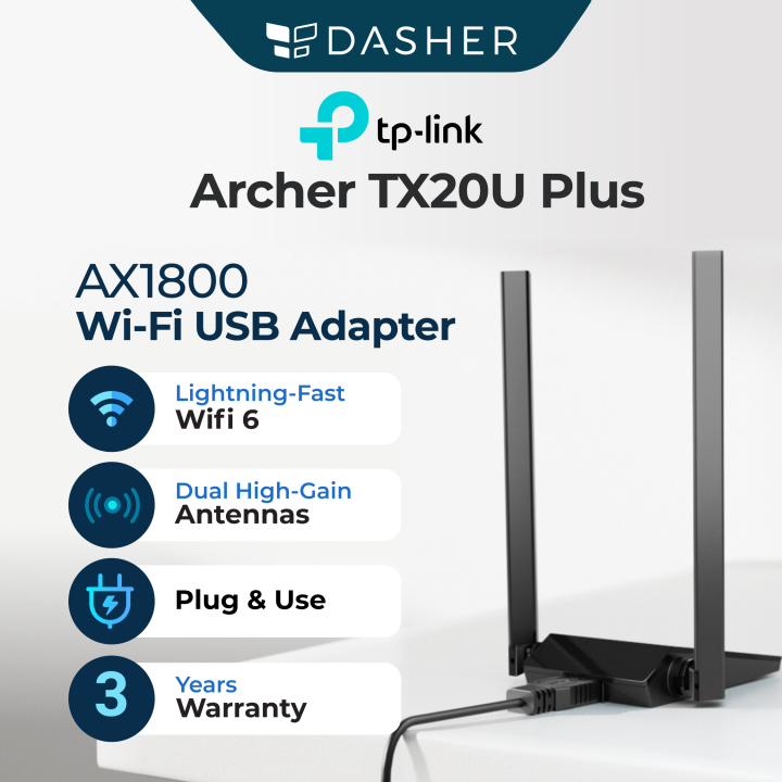 TP-Link Archer TX20U Plus WiFi 6 USB Adapter (AX1800 Dual Antenna) 1800 ...