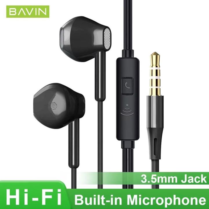 Bavin HX855 Music Earphone With HD Microphone Side In-ear 3.5mm Jack ...