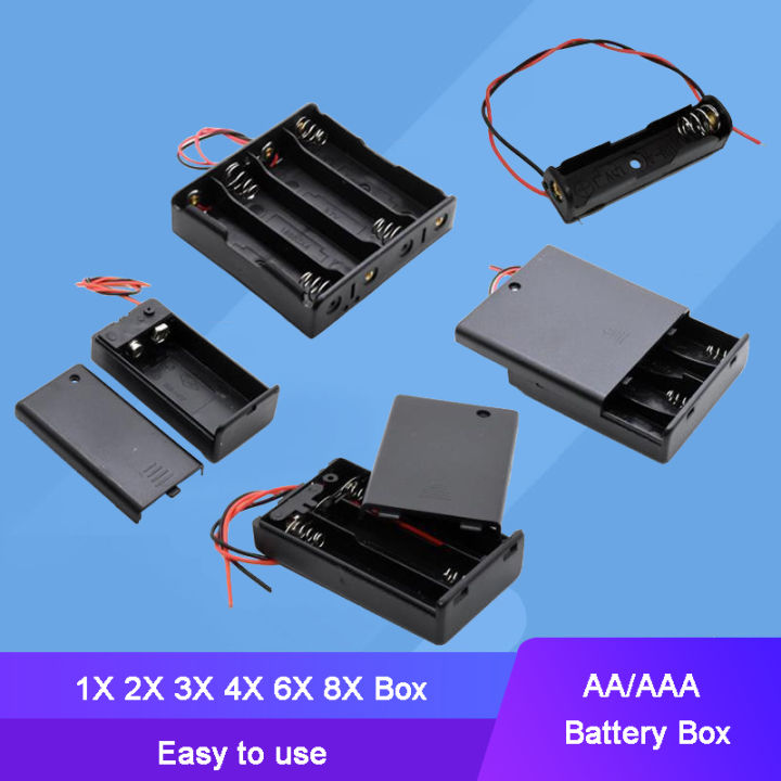 AA AAA Size 1/2/3/4/6/8 Slot Battery Holder Storage Box Case with Wire ...