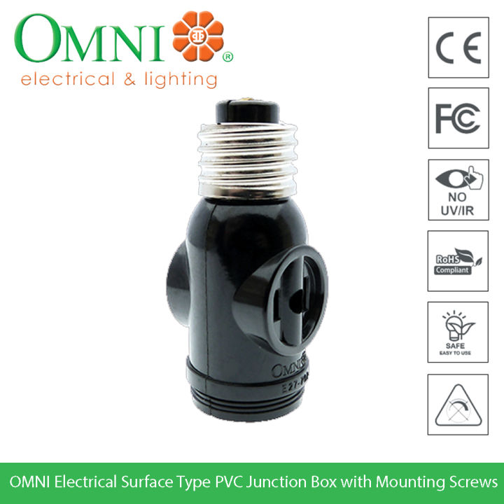 OMNI Keyless Current Tap Socket with 2 Flat Pin Outlets 3A 250V E27-702 ...