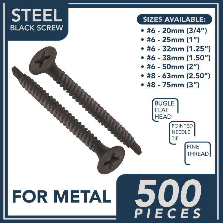 Gypsum Self Tapping Black Screw for Metal (500 pieces) | Lazada PH