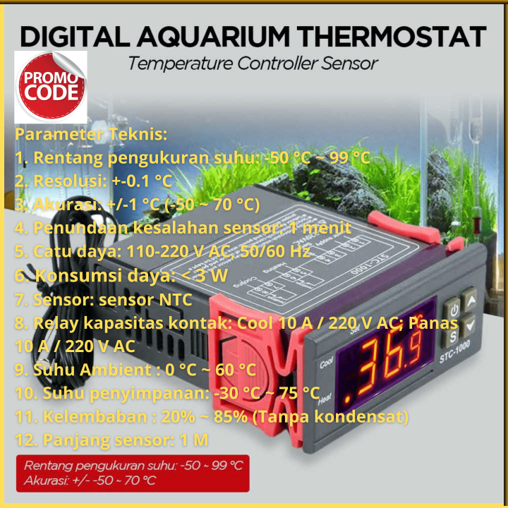 PROMOSTC-1000 220V Thermostat Digital Temperature Controller Pengatur ...
