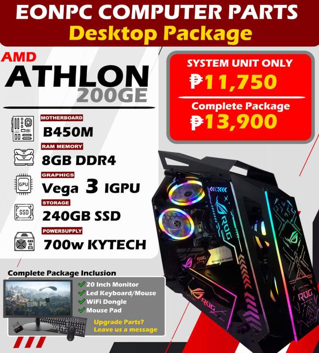 BUDGET DESKTOP PC COMPUTER COMPLETE PACKAGE CYBORG CASE RYZEN ATLHON A8 ...