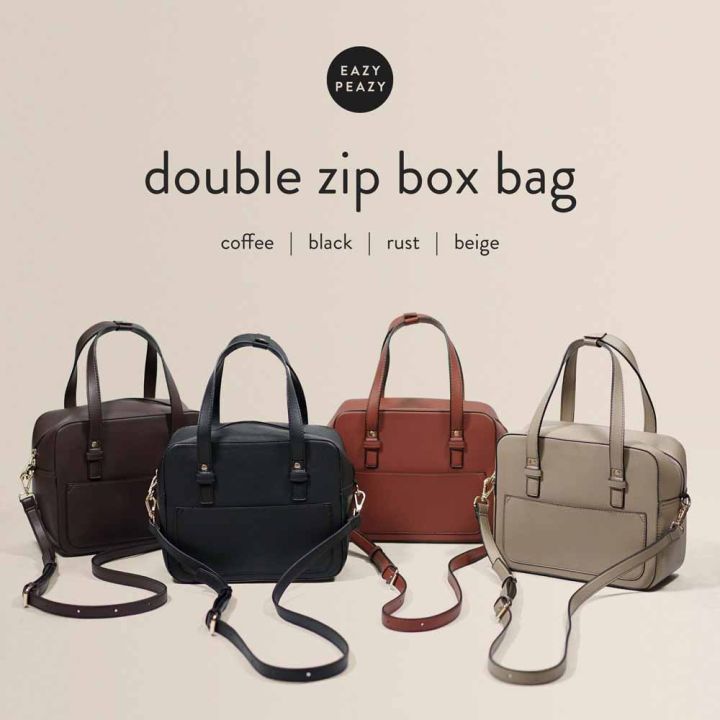 EazyPeazy Double Zip Box Bag (Sling Bag, Shoulder Bag, Hand Bag ...