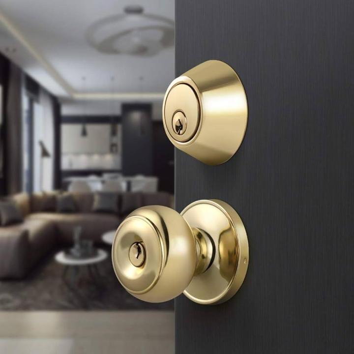Double Cylinder Deadbolt Set, Keyed Alike Front Door Knob and Deadbolt ...