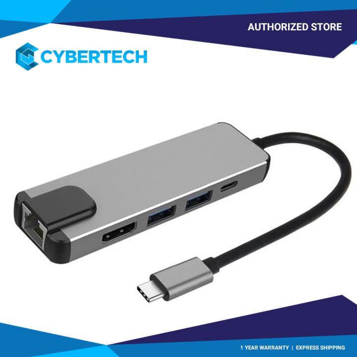 Ad-Link 5 In 1 USB Type C Hub HDMI Rj45 Lan Adapter Thunderbolt 3 USB C ...