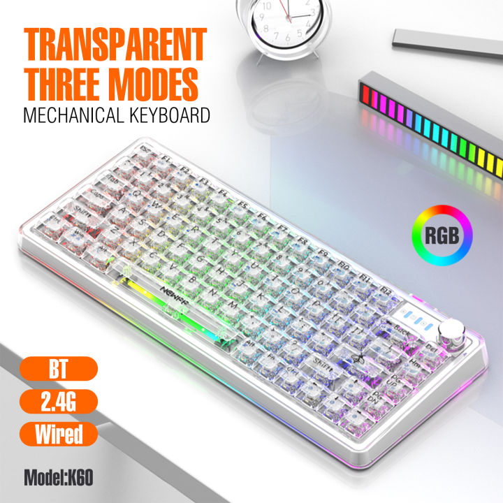 Real Wireless Mechanical Keyboard 81 Keys Acrylic Transparent Keycap ...