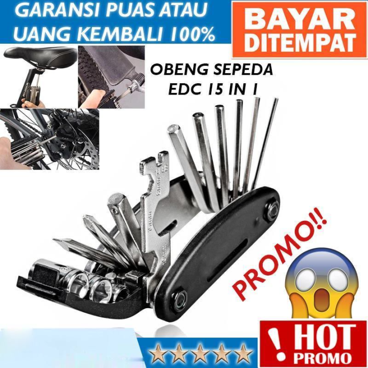 Obeng Set Komplit EDC 15 IN 1 Multifungsi / Obeng Sepeda Lengkap ...