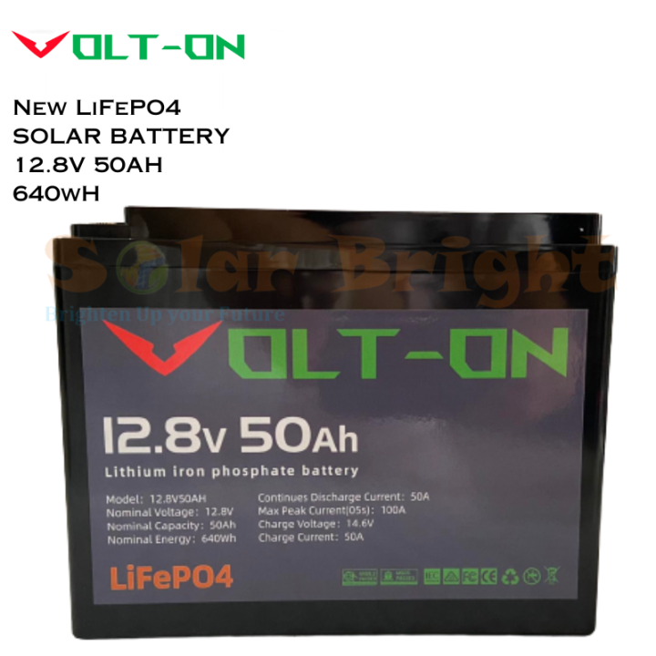 BRANDNEW Solar Battery Lifepo4 12.8V 50AH 100AH VOLT-ON with Built-In ...
