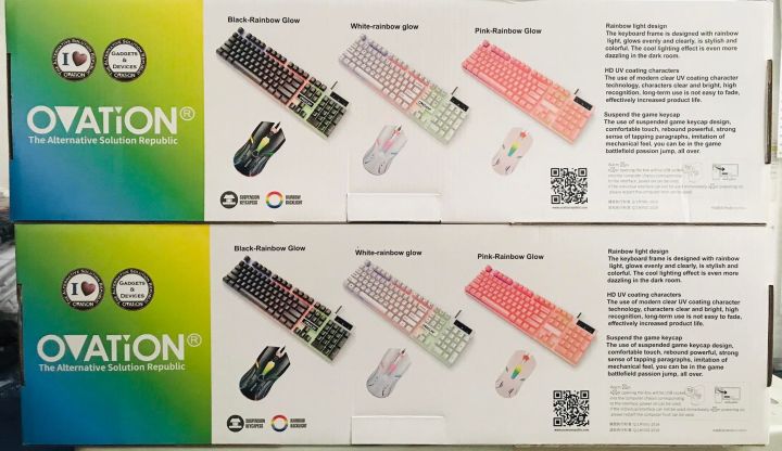 KEYBOARD AND MOUSE GAMING OVATION HP-KBS100 PINK/WHITE/BLACK | Lazada PH